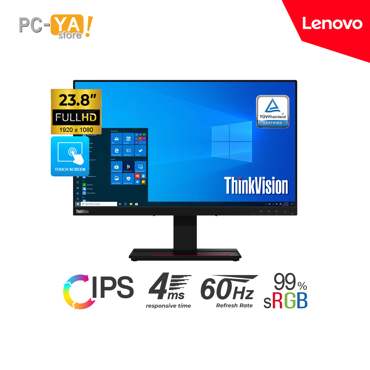 MONITOR 23.8 LENOVO THINKVISION T24T-20 FHD TACTIL – PC YA! Store